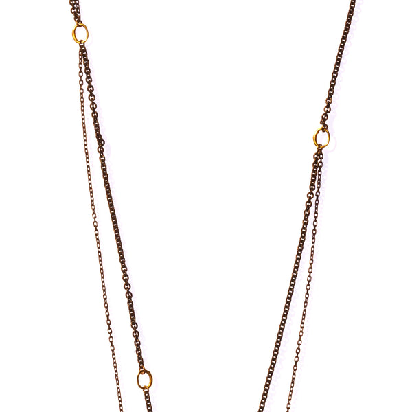 Small Ellipse Double Chain Necklace in Brass | K/LLER Collection ...